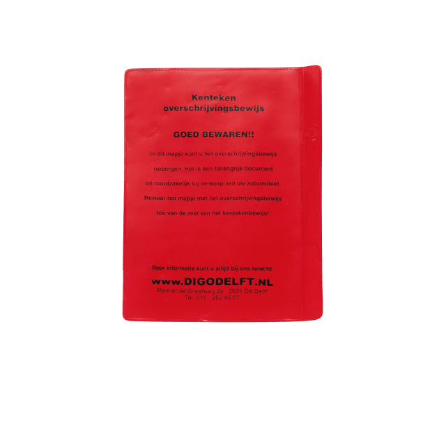 Mapje geschikt voor het opbergen van het tenaamstellingscode formulier ...